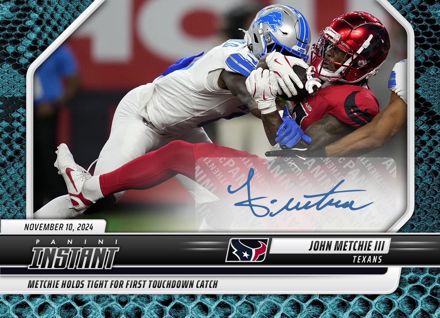John Metchie III - 2024 Panini Instant NFL #146 - Blue Viper 1/1 Auto