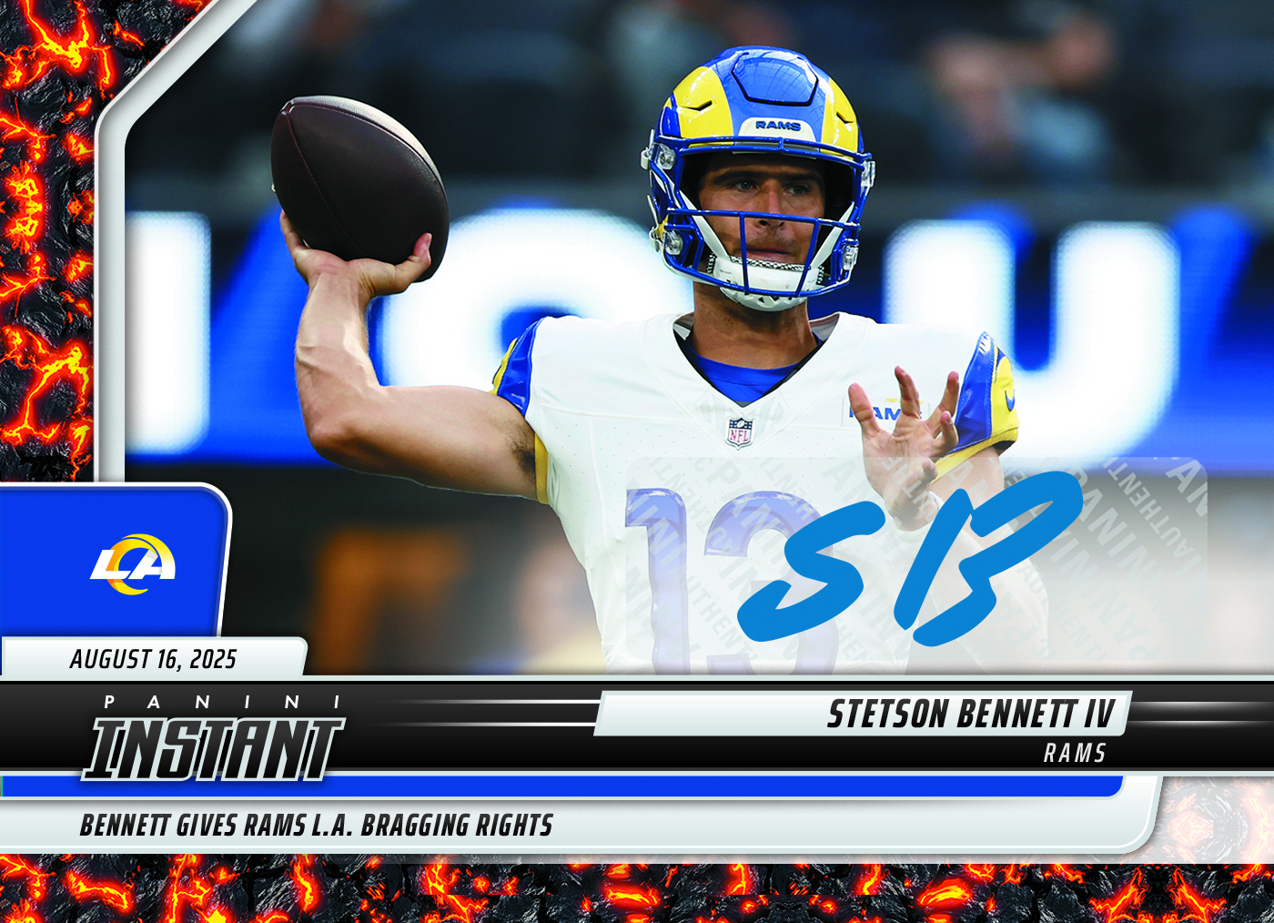 Stetson Bennett IV - 2025 Panini Instant NFL #32 - Magma 1/1 Auto