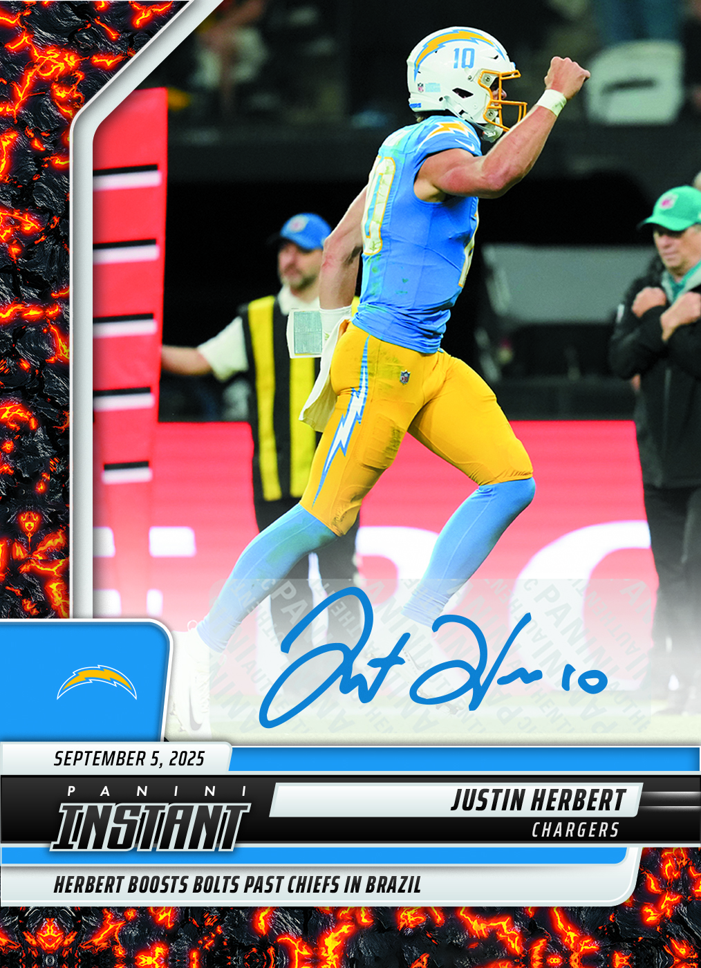 Justin Herbert - 2025 Panini Instant NFL #52 - Magma 1/1 Auto