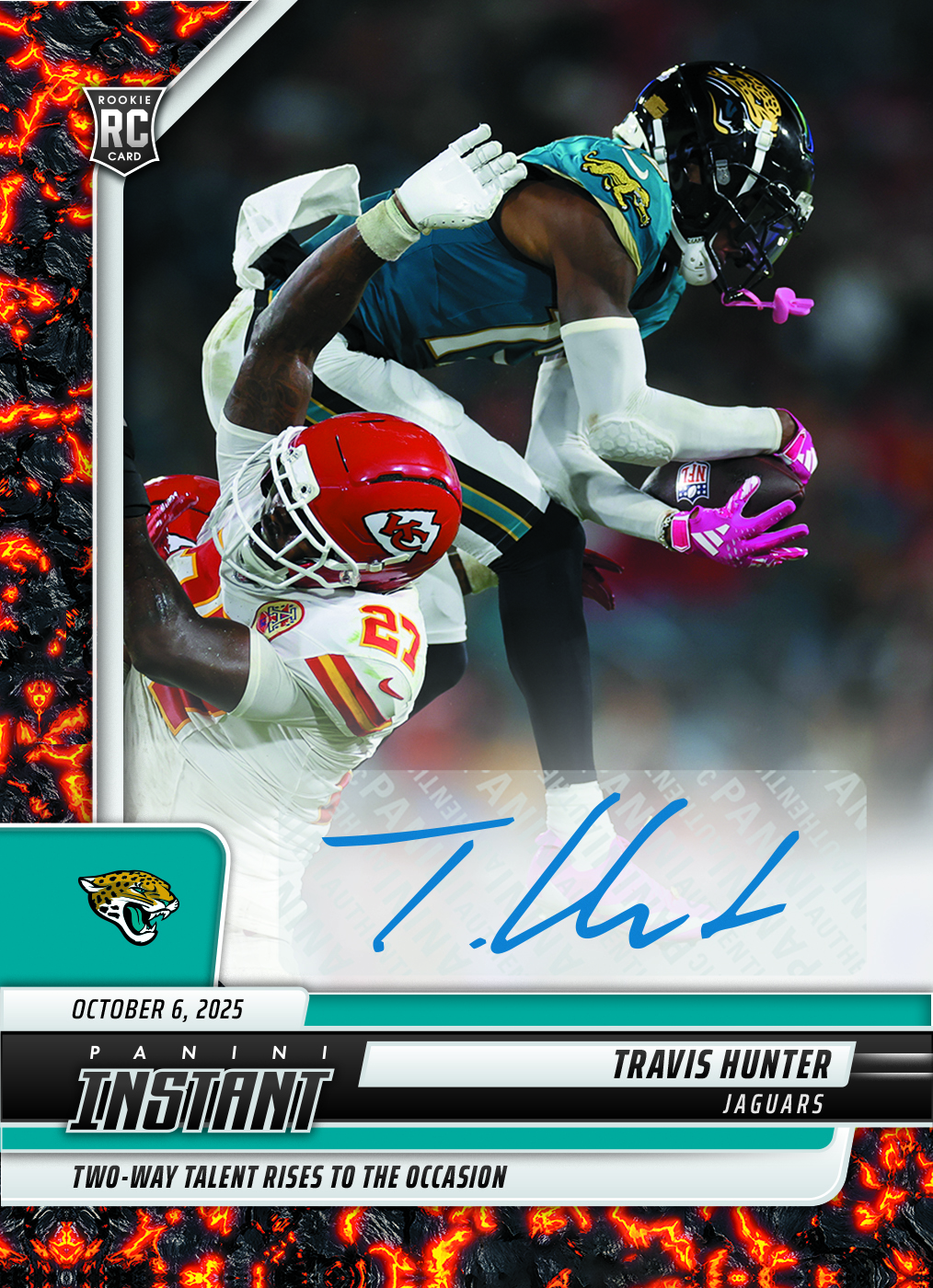 Travis Hunter - 2025 Panini Instant NFL #136 - Magma 1/1 Auto