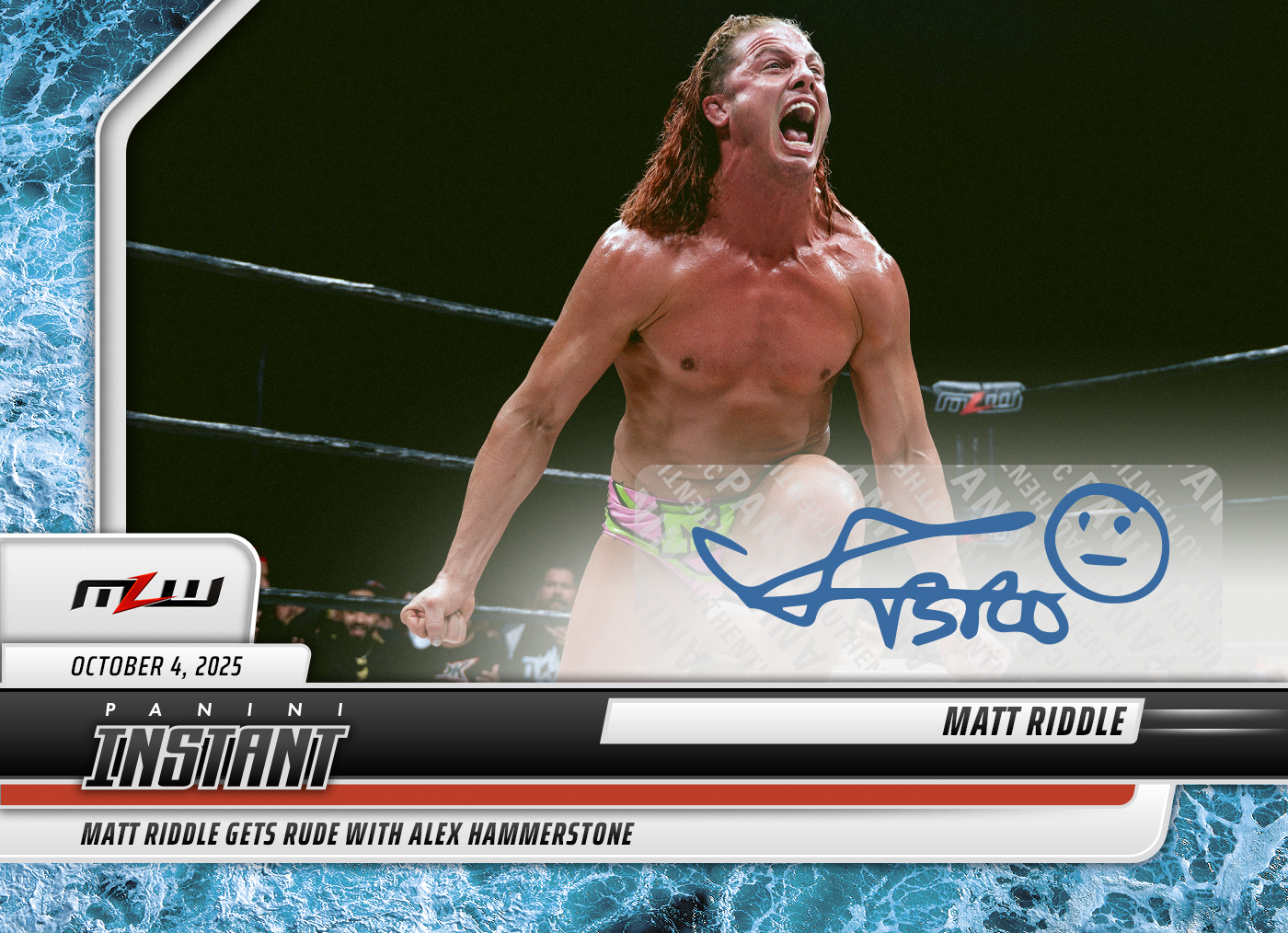 Matt Riddle - 2025 Panini Instant MLW #26 - Water /10 Auto
