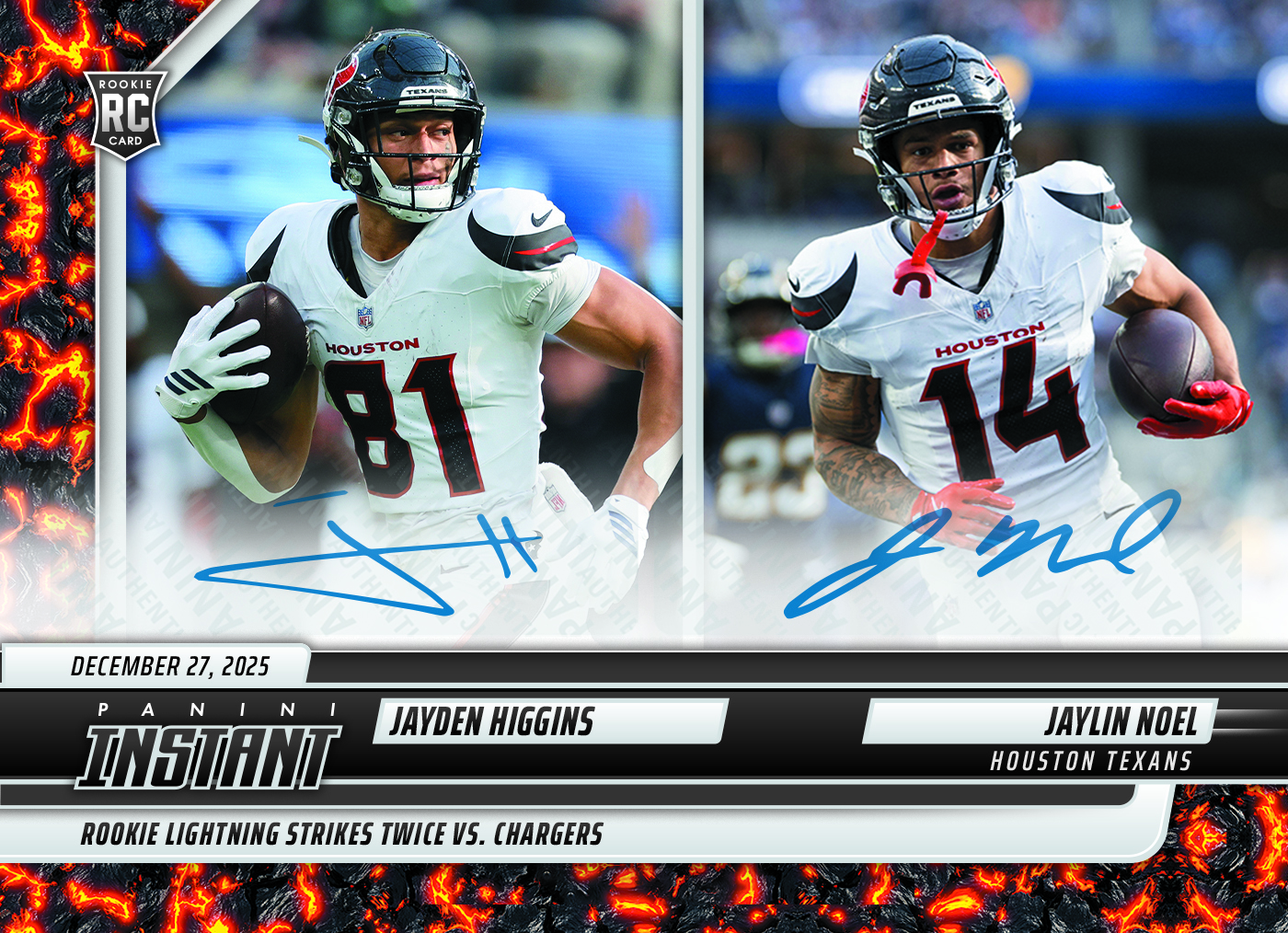 Jayden Higgins/Jaylin Noel - 2025 Panini Instant NFL #377 - Magma 1/1 Auto