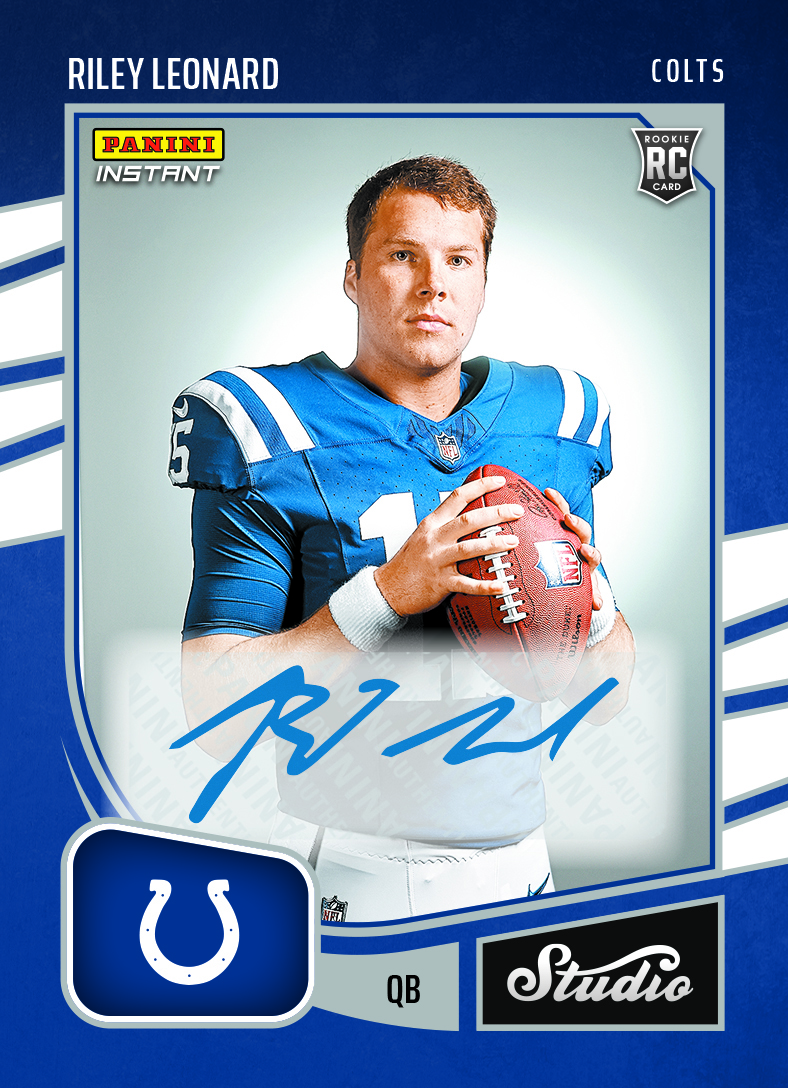 Riley Leonard - 2025 Panini Instant NFL Studio Rookies #27 - Base /99 Auto